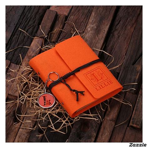 Personalized Felt Notebook And Keychain Orange Zazzle Matching Keychains Vintage Wedding