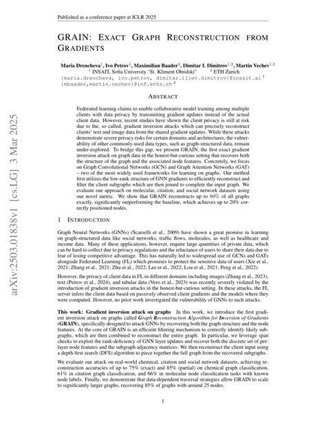 Pdf Grain Exact Graph Reconstruction From Gradients