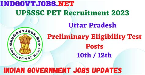 Upsssc Pet Recruitment 2023 Preliminary Eligibility Test Posts Apply