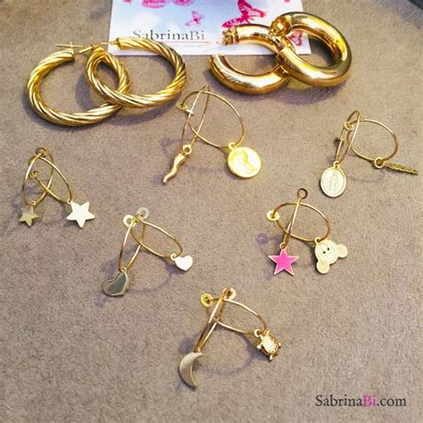 Mono Orecchino Cerchio Filo Sottile Argento 925 Oro Giallo Charm Oro