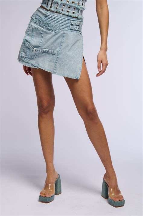 Diana Distressed Denim Mini Skirt Akira