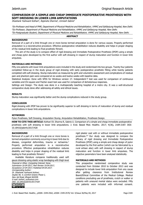 Pdf Comparison Of A Simple And Cheap Immediate Postoperative Prosthesis With Soft Dressing In
