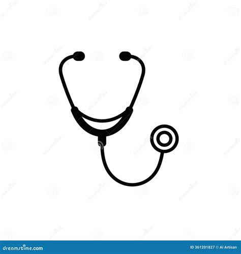 Black And White Icon Of A Stethoscope The Design Features Ear Tubes