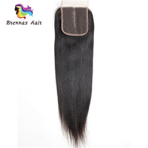 100 Human Virgin Hair Brazilian Straight Lace Closure Natural Color