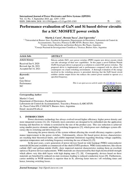 Performance Evaluation Of Gan And Si Based Driver Circuits For A Sic Mosfet Power Switch Pdf