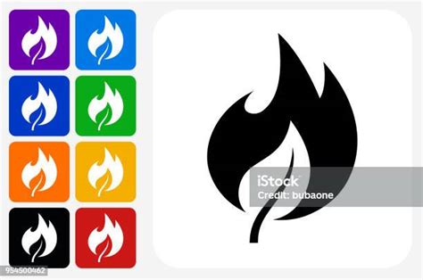 火圖示方形按鈕設置向量圖形及更多圖標集圖片 圖標集 圖示 外型 Istock