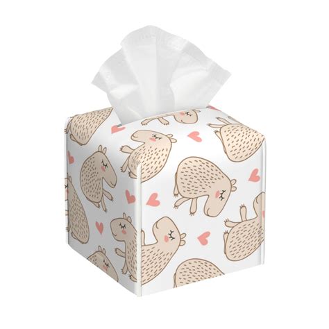 Tissue Box Cover Cute Capybaras Tissues Boxes Holder Organizer Leather