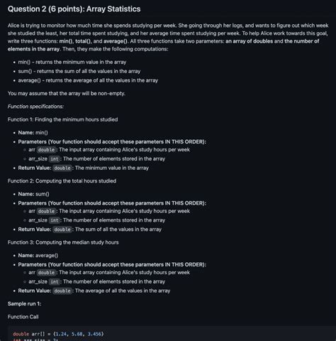 Solved Question 2 6 Points Array Statistics Alice Is