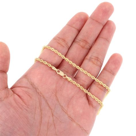 10k Yellow Gold 25mm Diamond Cut Rope Chain Bracelet Mens Womens 7 7