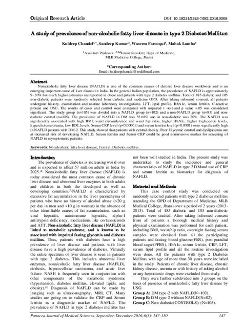 Pdf A Study Of Prevalence Of Non Alcoholic Fatty Liver Disease In
