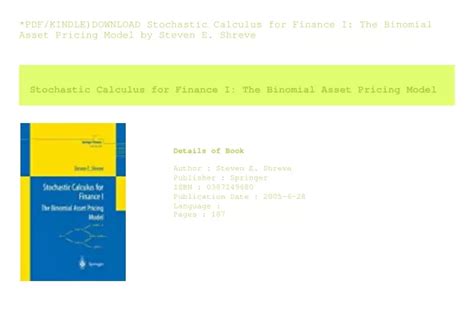 Ppt Pdf Kindle Download Stochastic Calculus For Finance I The Binomial Asset Pr Powerpoint