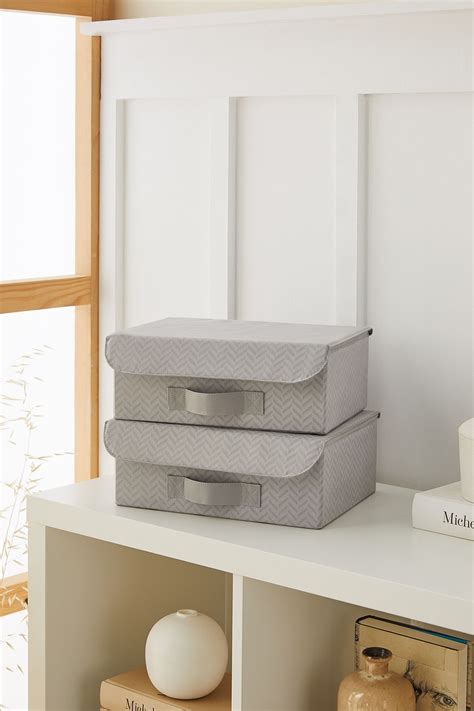 Ocean Home Textile 2 Adet Gri Kapaklı Dolap Çekmece Içi Takı Çamaşır