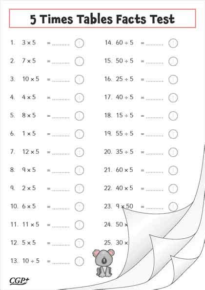 10 Times Tables Facts Test Year 2 Cgp Plus