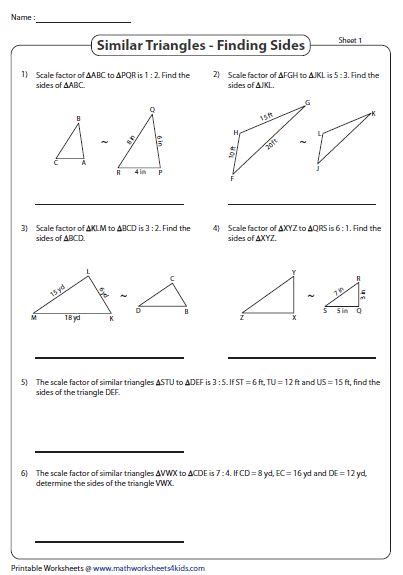 scale factor similar triangles