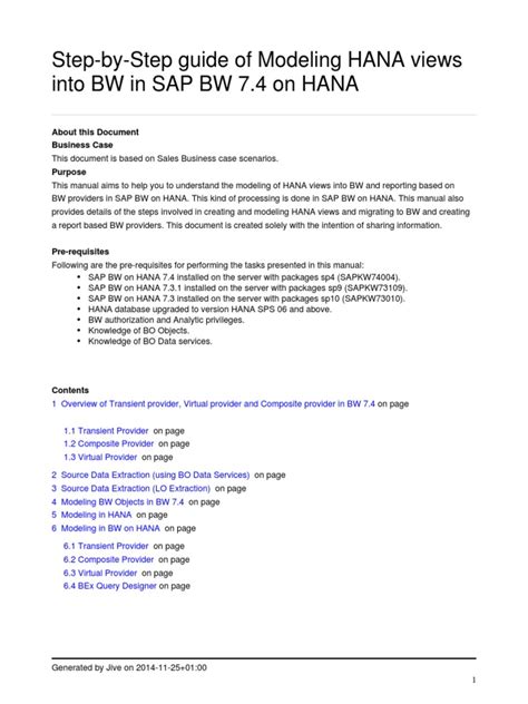 Step By Step Guide Of Modeling Hana Views Into Bw In Sap Bw 7 4 On Hana Pdf