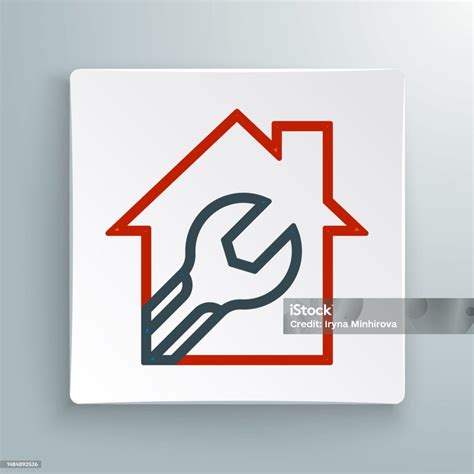 라인 하우스 또는 흰색 배경에 분리된 렌치 스패너 아이콘이 있는 집 조정 서비스 설정 유지 보수 수리 고정 다채로운 개요 개념입니다 벡터 개념에 대한 스톡 벡터 아트 및