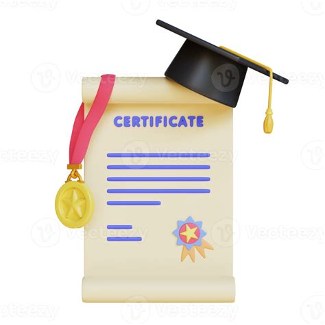 Certificado De Posgrado De Render D Con Medalla Png