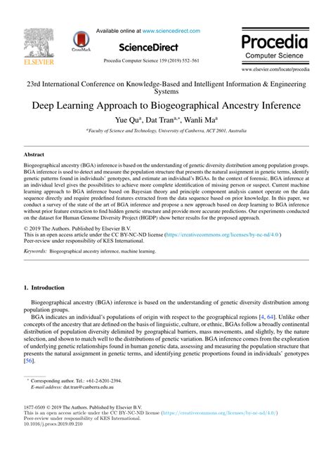 Pdf Deep Learning Approach To Biogeographical Ancestry Inference