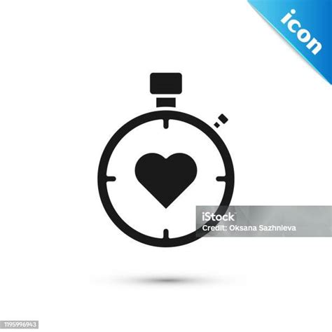 흰색 배경에 격리 된 중앙 스톱워치 아이콘의 검은 심장 발렌타인 벡터 일러스트레이션 개념에 대한 스톡 벡터 아트 및 기타 이미지 개념 기민 낮 Istock