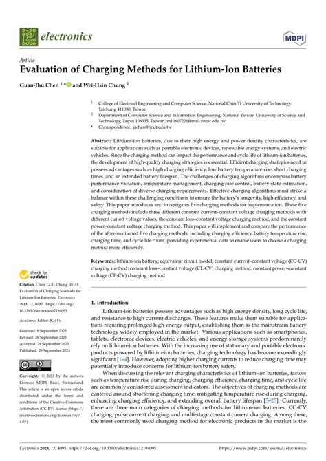 PDF Evaluation Of Charging Methods For Lithium Ion Batteries