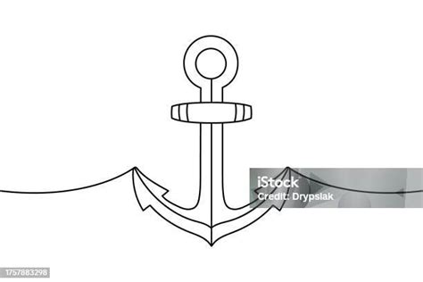 바다 닻 해적 한 줄 연속 그리기 올드 스쿨 문신 연속 한 줄 그림 벡터 미니멀리스트 선형 그림입니다 낙서 드로잉에 대한 스톡