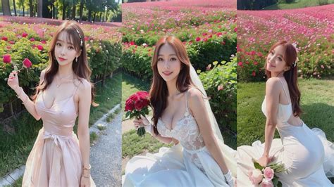 Ai LookBook 4k Ai 장미와 웨딩드레스의 만남 웨딩드레스 화보 ウエディングドレス画報 Wedding dress