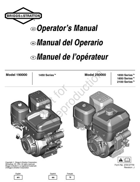 Briggs And Stratton 1450 Series Operators Manual Pdf Download Manualslib