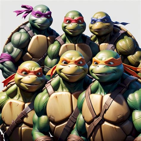 A Group Of Turtles With One Wearing A Red Shirt And The Other With A