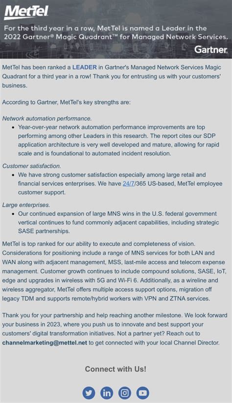 Mettel Named 3x Leader In Gartner Mq For Managed Network Services
