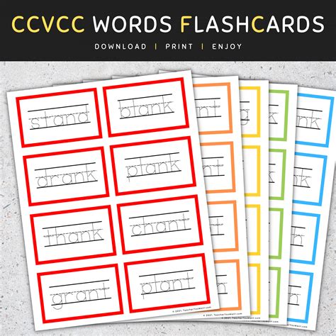 Ccvcc Words Tracing Flashcards Short Vowels A E I O U Ccvcc Words