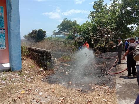 Satpol PP Damkar Pesisir Barat Padamkan Semak Belukar Yang Terbakar