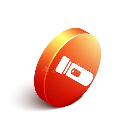Isometric Flashlight Icon Isolated On White Background Orange Circle