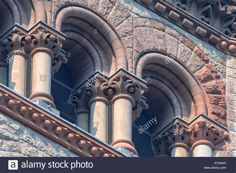 Old City Hall Richardsonian Romanesque Revival Architectural Stock