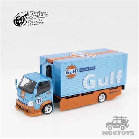 Microturbo 맞춤형 트럭 컨테이너 트레일러 걸프 다이캐스트 모델 자동차 164 갈매기 윙 Aliexpress
