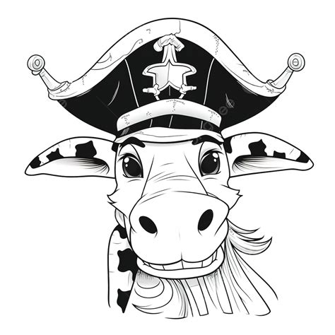 Cute Cartoon Swashbuckling Giraffe Pirate Captain Line Art Pirate Hat Pirate Cute Giraffe Png