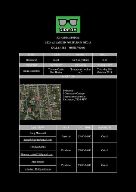 Call Sheet Outside Complete Pdf