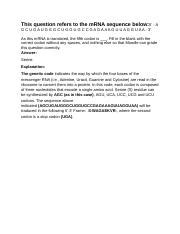 This Question Refers To The MRNA Sequence Belo1 Docx This Question Refers To The MRNA Sequence