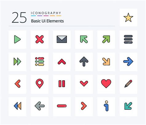 Premium Vector Basic Ui Elements 25 Line Filled Icon Pack Including Right Arrow Sms Left Arrow