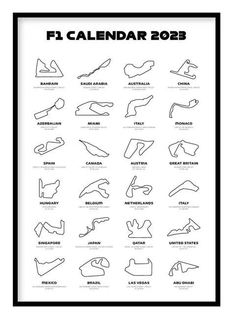 F1 Printable Schedule 2023