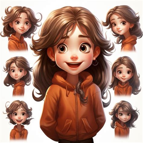 Premium Vector Cute Girl In 3d Style Head Shots With Multiple Expression