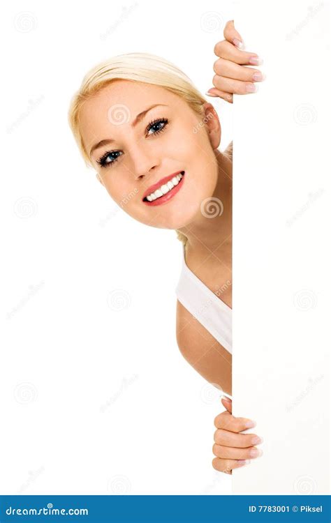 Woman Holding Sign Stock Image Image Of Fresh Happiness 7783001