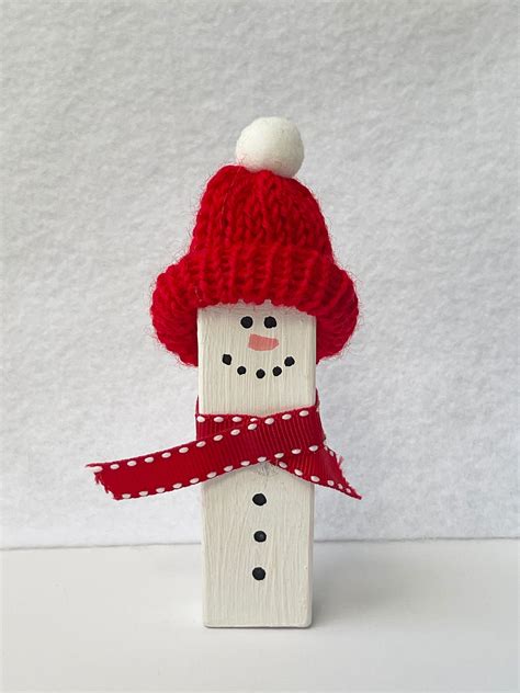 Snowman Craft Kit Jenga Block Snowman Craft Diy Snowman Etsy