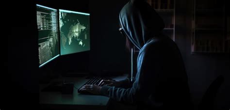 Premium Ai Image A Person In A Dark Room Is Typing On A Computer Keyboard