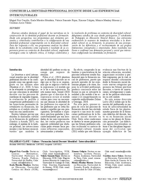 Construir La Identidad Profesional Docente Desde Las Experiencias