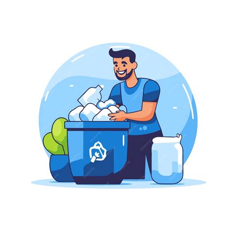 Premium Vector Man Throwing Garbage Into Trash Bin Vector