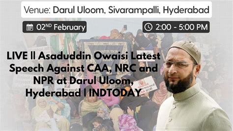 Asaduddin Owaisi Latest Speech Against Caa Nrc And Npr At Darul Uloom