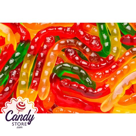 Assorted Fruit Gummi Worms Large 5lb Bulk