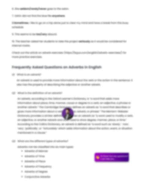 SOLUTION Adverbs Definition Types Usage And Examples Studypool