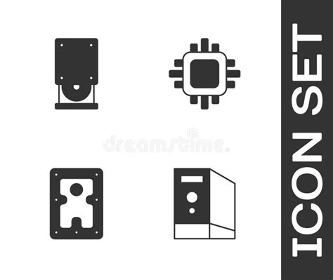 set case of computer optical disc drive hard disk hdd and processor