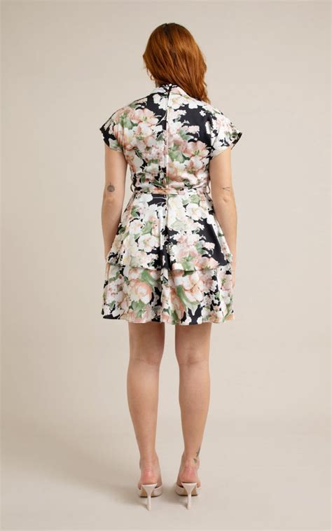 Satin Layered Skirt Ss Dress Pagani